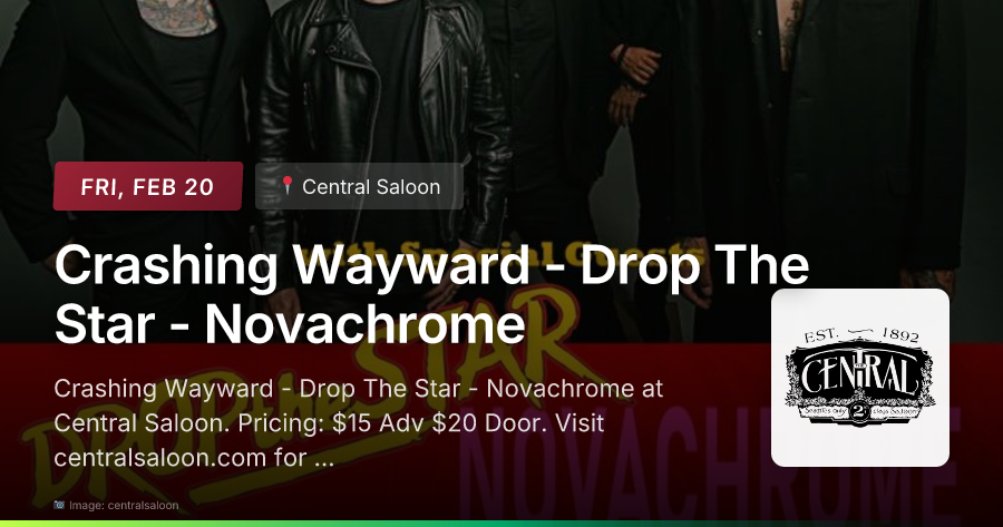 Crashing Wayward • Drop The Star • Novachrome | Pioneer Square Market ...